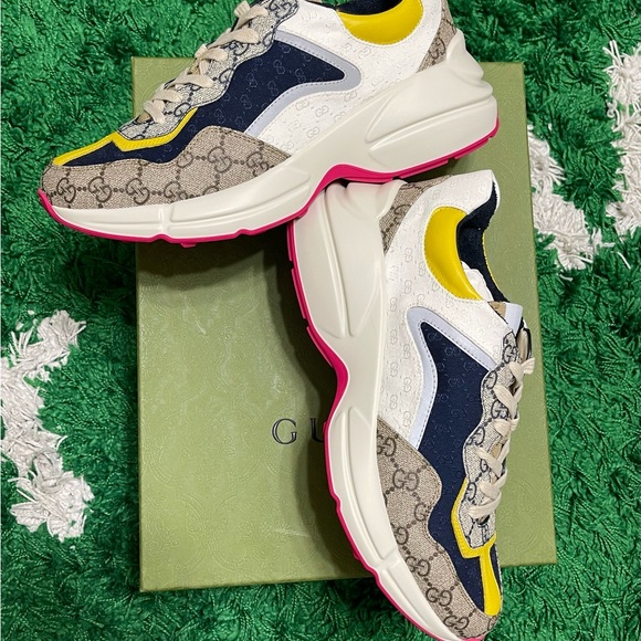 Gucci | Shoes | Gucci Rhyton Monogram Pink Mutli Sneaker | Poshmark